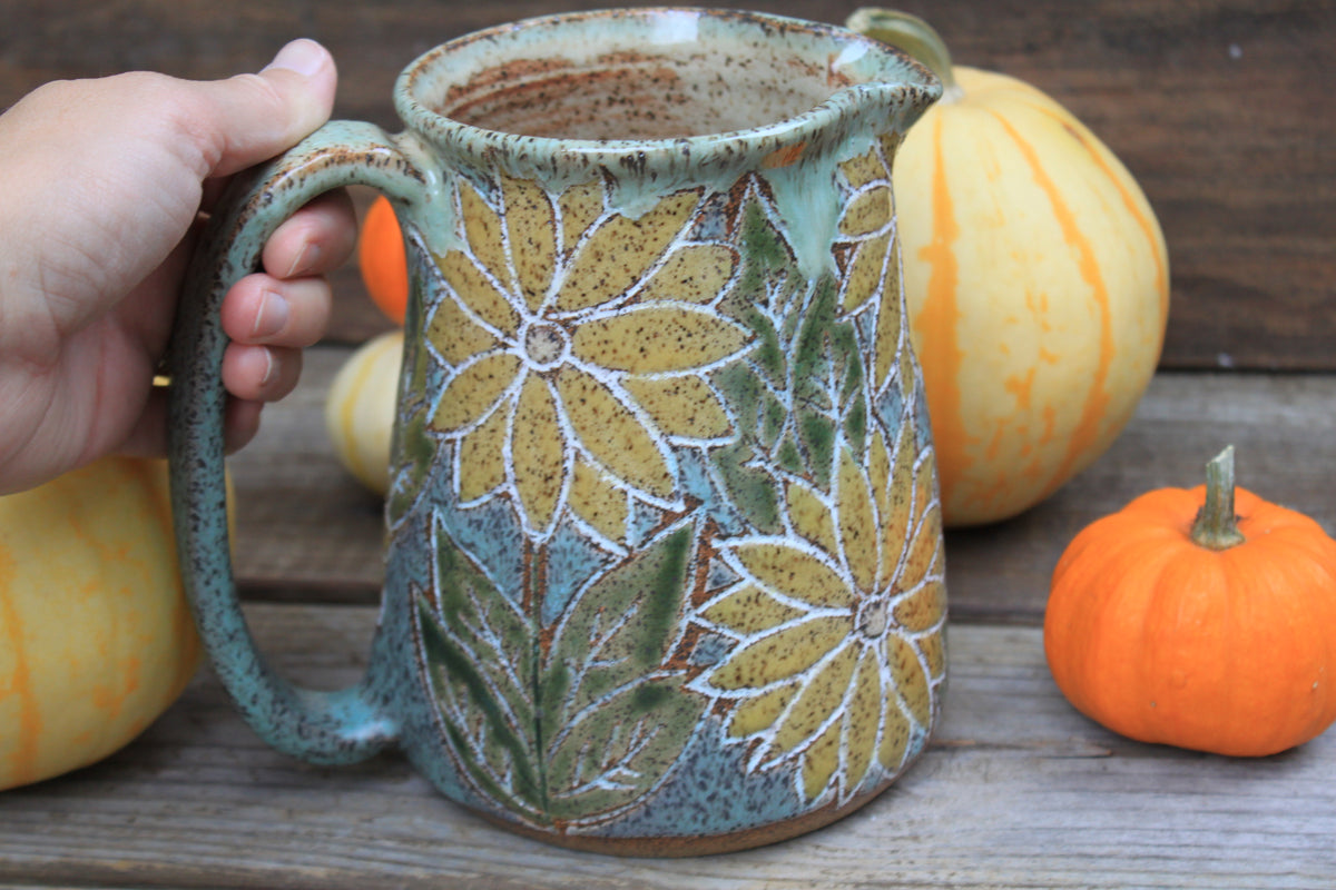 Sunflower Fields Forever Pitcher, 48 oz – Beech Street Pottery